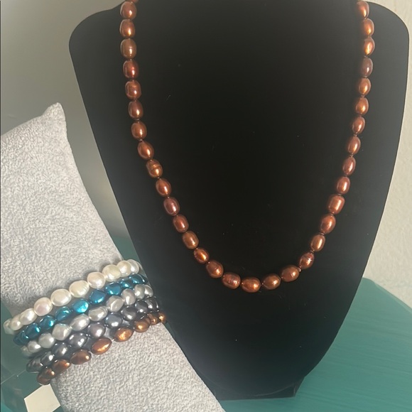 Jewelry | Freshwater Baroque Dyed Gsj Silver Pearl Necklace Stretch ...